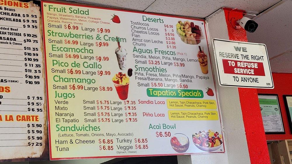 Carta del restaurante Los Tapatios Mexican Food, San Diego, Reo Dr