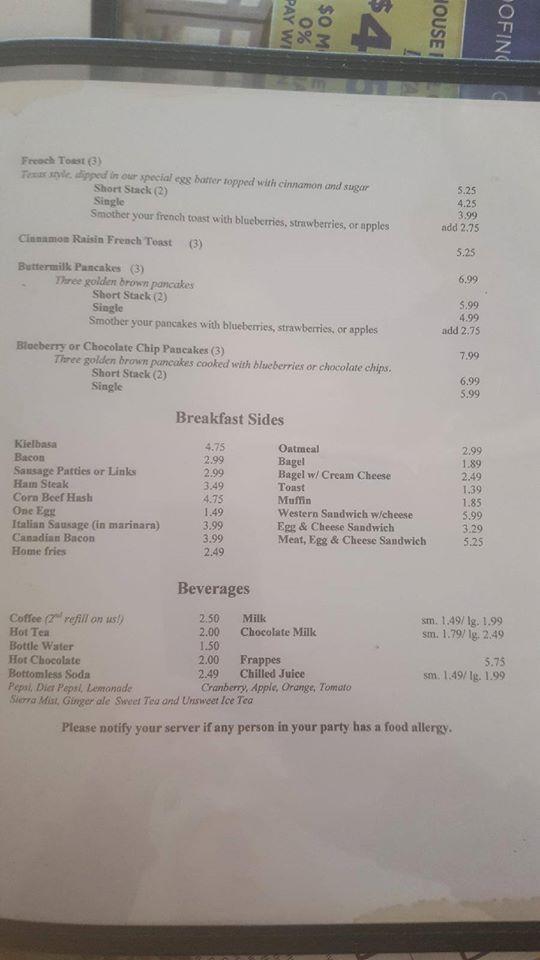 Menu at Brody's Diner restaurant, Shrewsbury