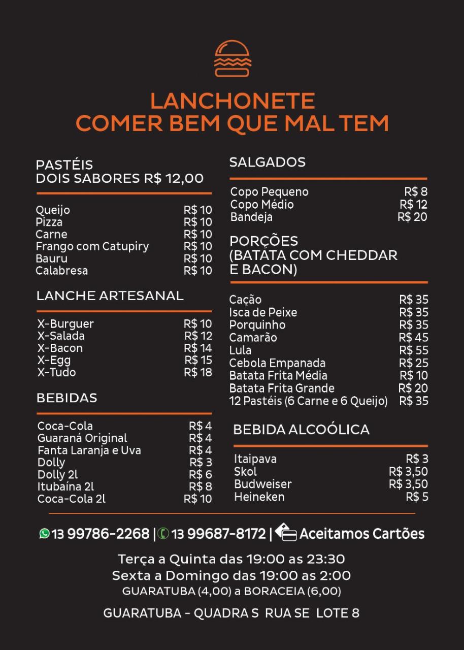 Menu em Comer Bem Que Mal tem pub & Bar, Bertioga