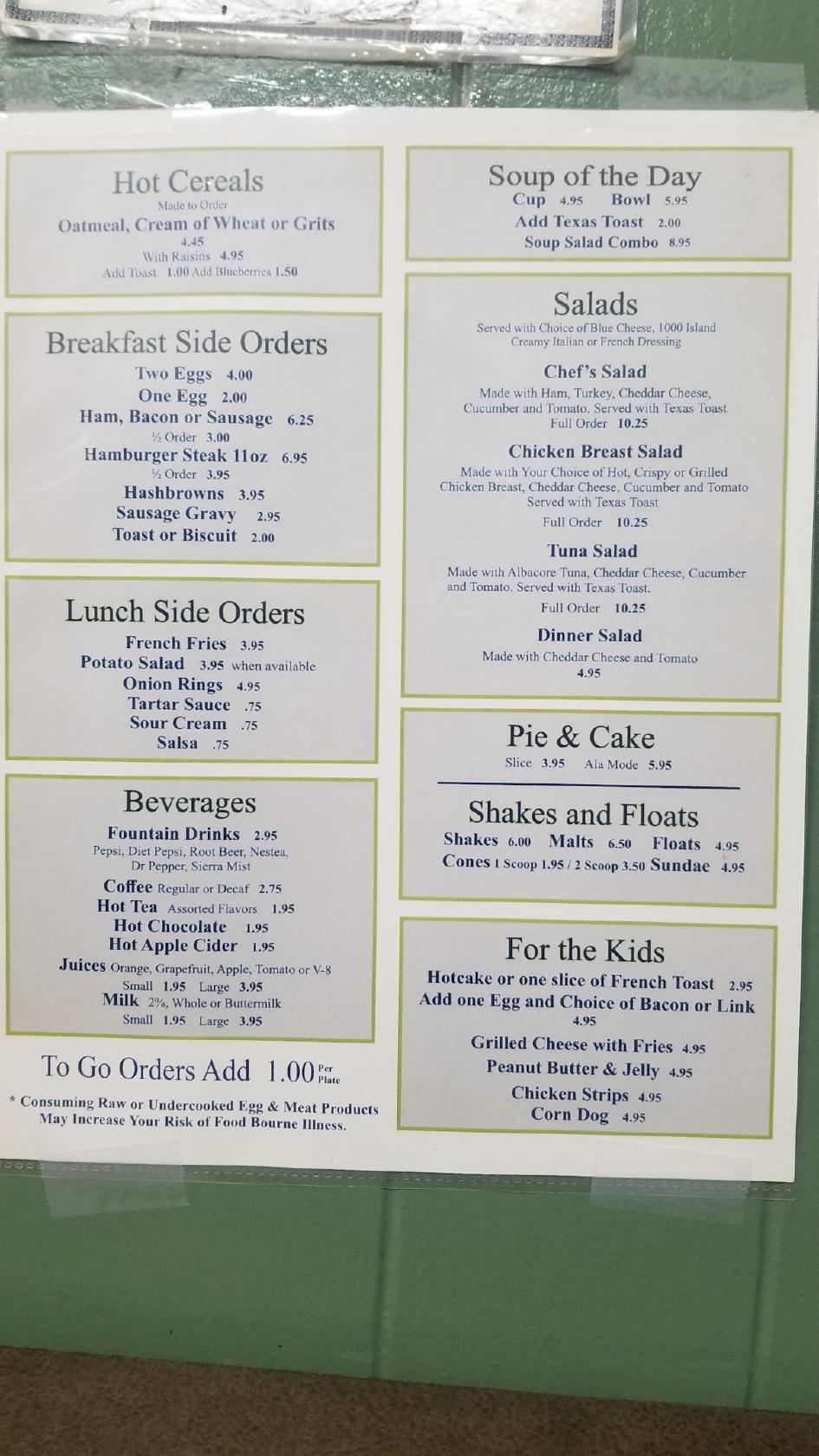 Menu at Junction Diner cafe, Poulsbo