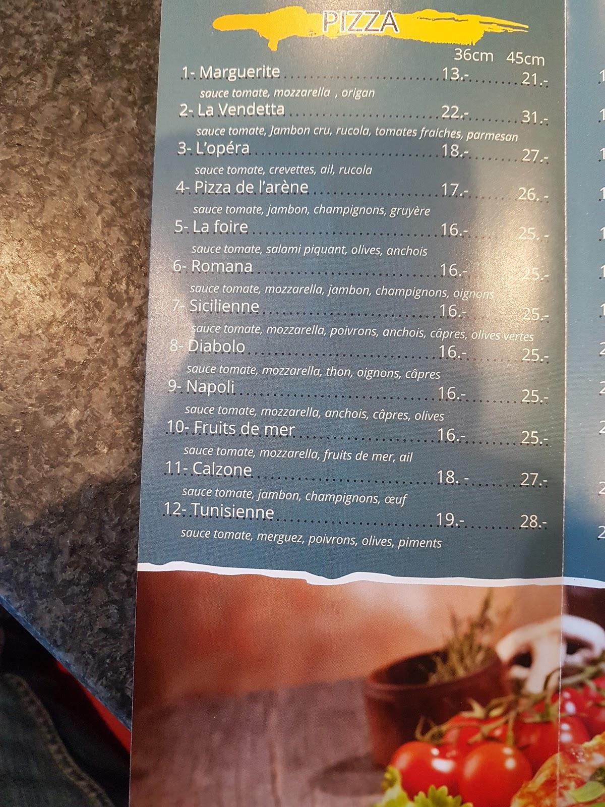 Menu da La Vendetta, Avenches