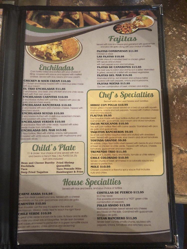 Menu at Ruben's Mexican Restaurant, Bakersfield