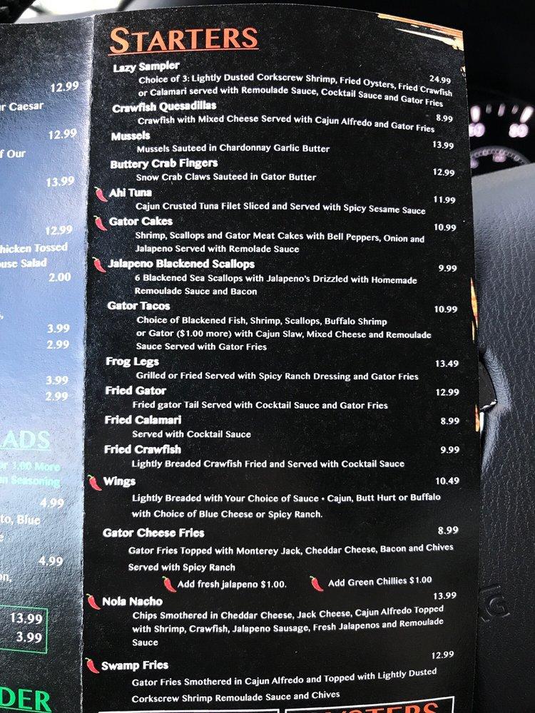 Menu at Lazy Gator pub & bar, Amarillo