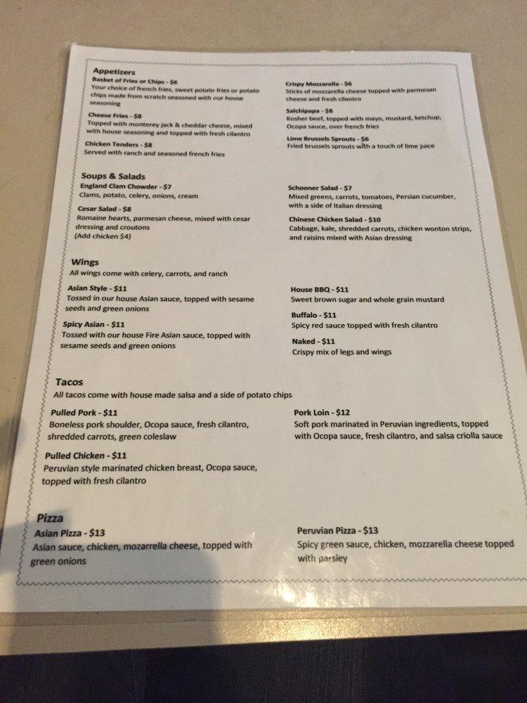 Menu at Schooner Bar & Grill, Redondo Beach, 190th St #100