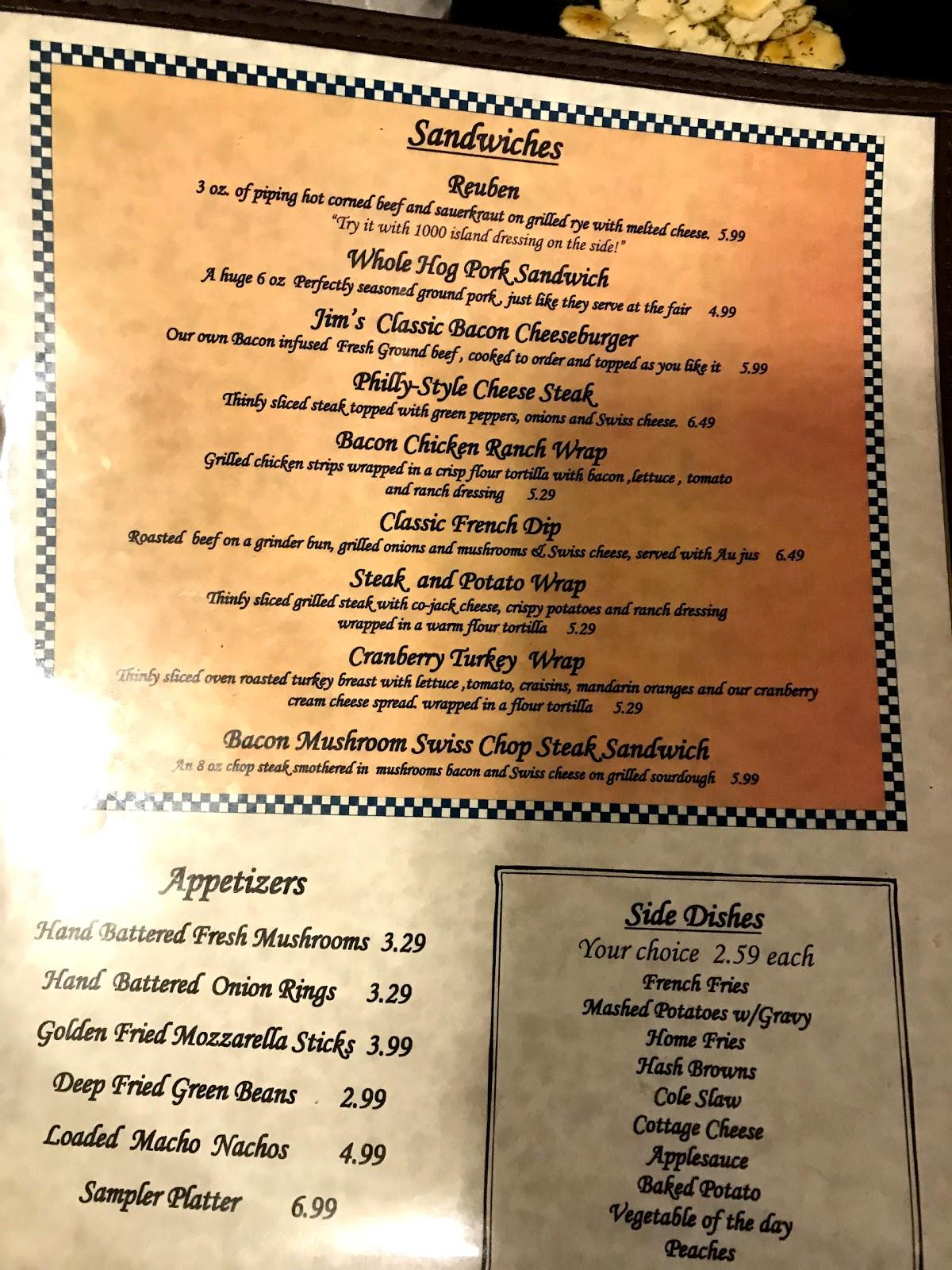 Menu at Spoke's Country Kitchen restaurant, Pioneer