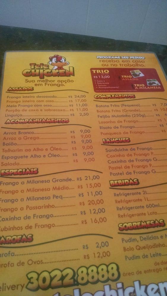 Menu at Tele Chicken restaurant, Fortaleza, R. Costa Barros