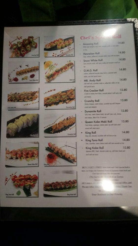 Menu at Tokyo Japanese Restaurant, Pierre