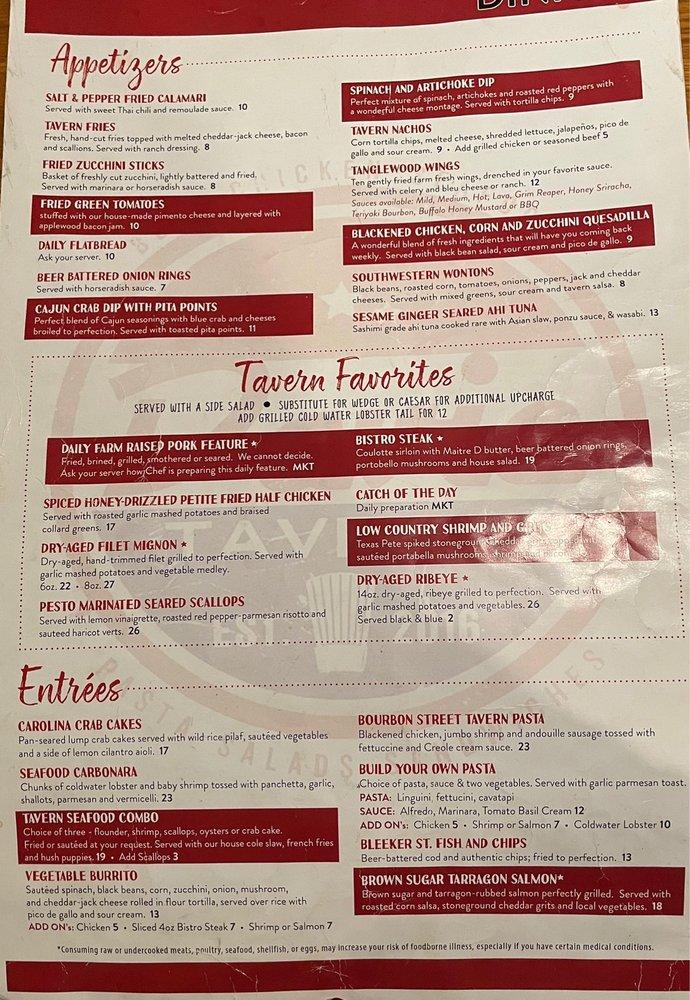 Menu at Davie Tavern pub & bar, Bermuda Run