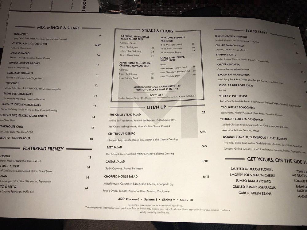 Menu at Morton's Grille pub & bar, The Woodlands