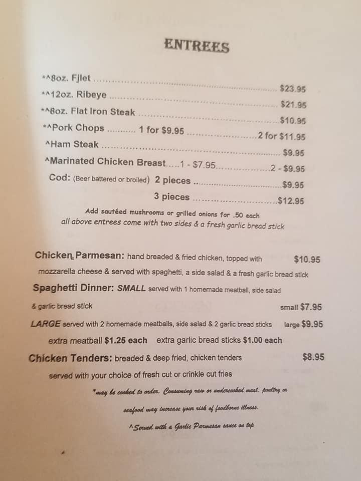 Menu at Towpath Tavern pub & bar, Bolivar, 225 Canal St