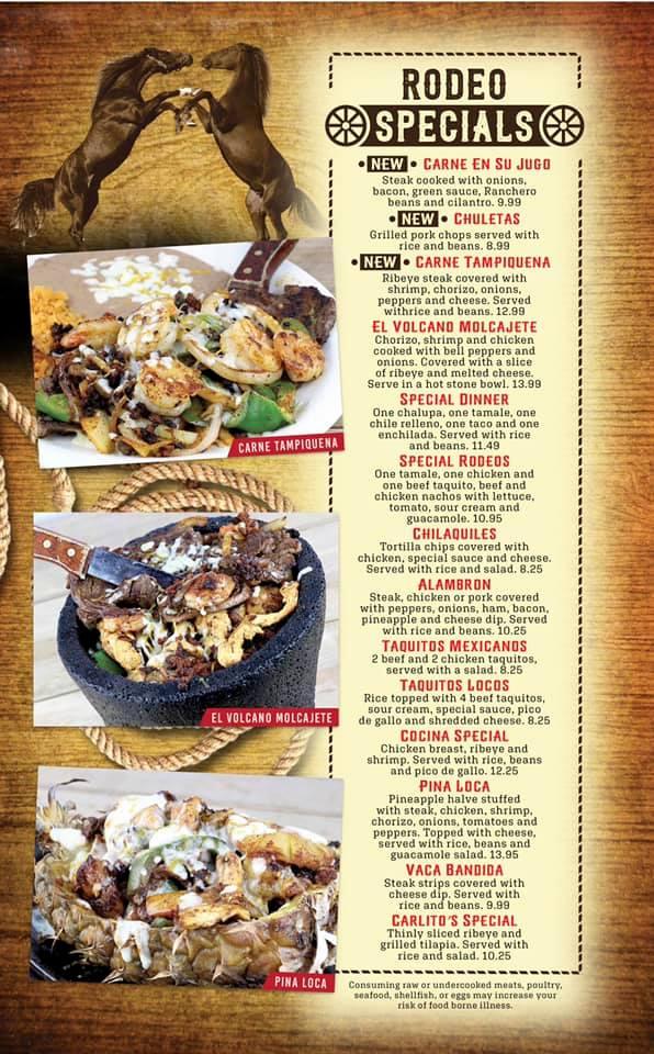 Menu at Los Rodeos Mexican Restaurant, Mount Sterling
