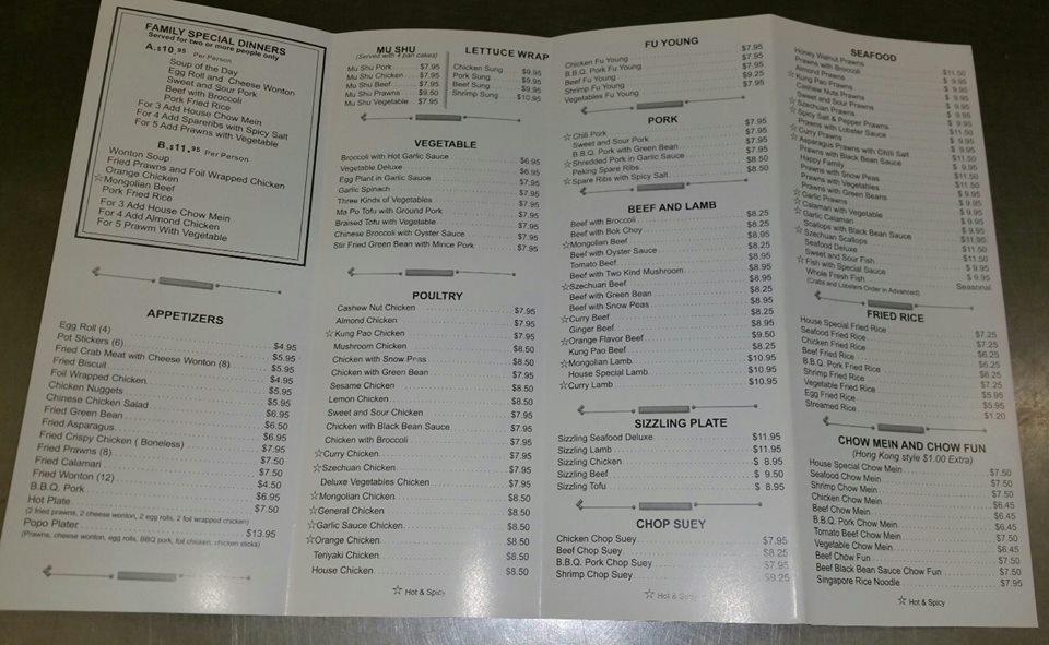 Menu at Ming Sing | Chinese Restaurant, Lodi