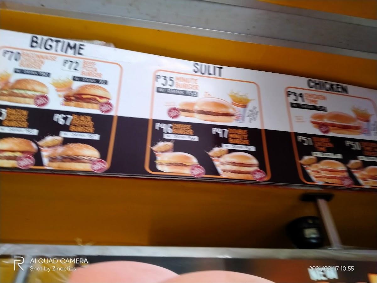Menu at Minute Burger restaurant, Manila, H2F3+2VF