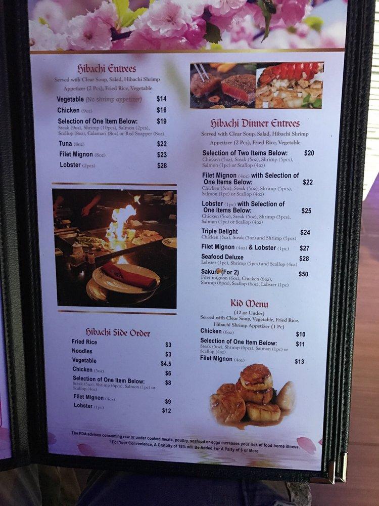 Menu at Sakura Japanese House restaurant, Las Cruces
