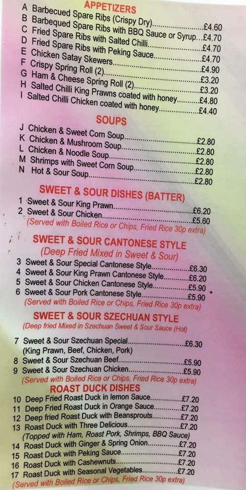 Menu at Happy Valley Chinese fast food, Dundonald, 65 Comber Rd