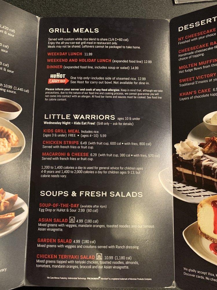 Menu at HuHot Mongolian Grill restaurant, Coeur d'Alene