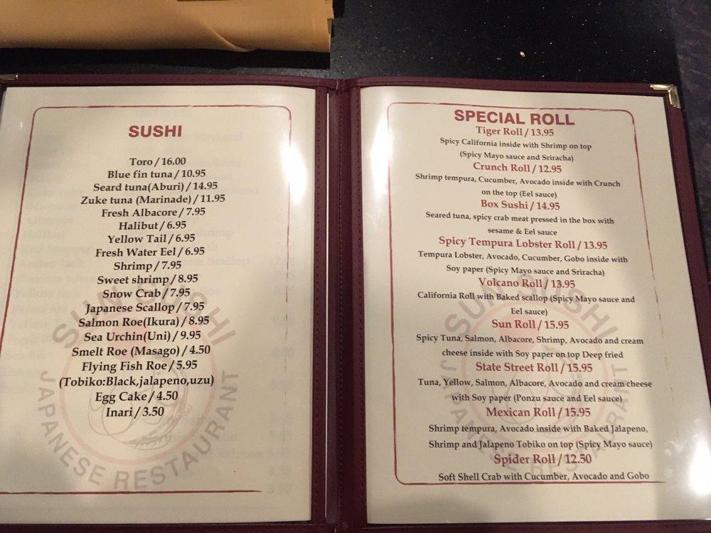 Menu at Sun Sushi restaurant, Santa Barbara