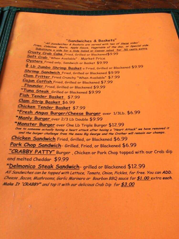 Menu at The Crusty Crab pub & bar, Greenbackville