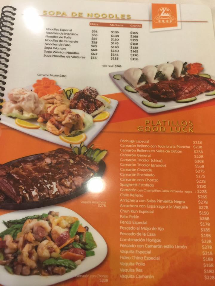 Menu at Good luck restaurant, Mexicali, Calz Independencia 1785