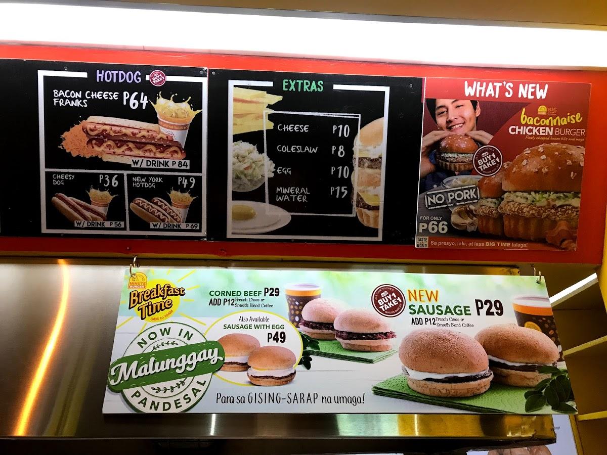 Menu at Minute Burger restaurant, Kabankalan