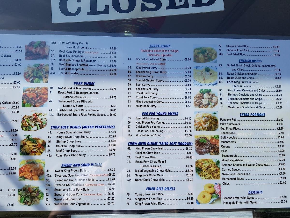 Menu at Mr Chan's Restaurant, Stratford-upon-Avon