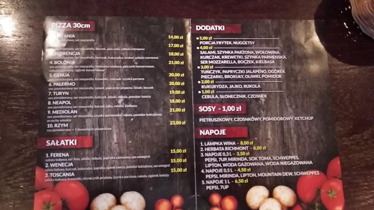 Menu at Calabria Pizzeria, Krosno Odrzańskie