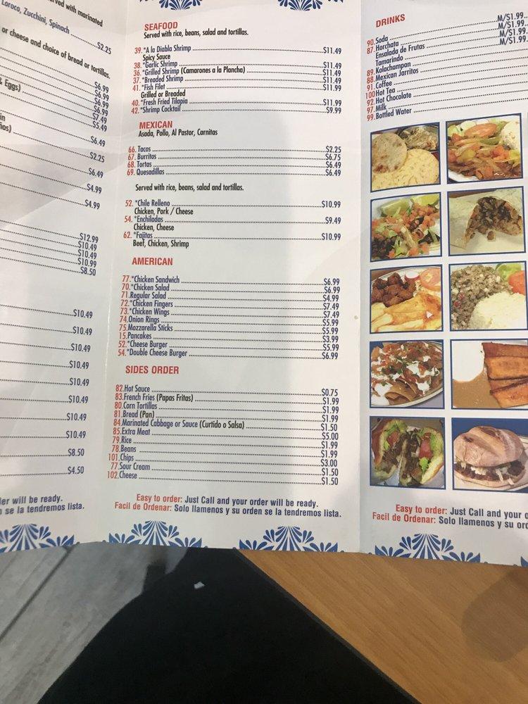 Menu at Las Pupusas restaurant, Las Vegas, S Las Vegas Blvd