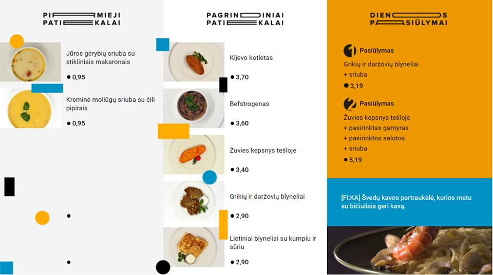 Menu at Stockholm restaurant, Vilnius