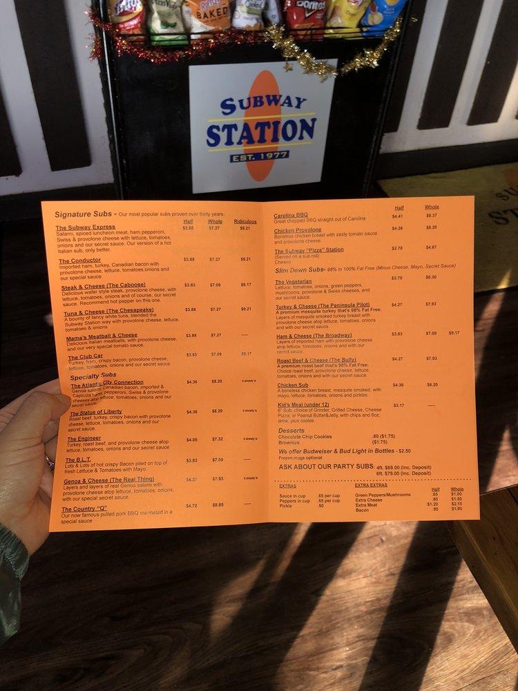 Menu at Subway Station fast food, Newport News