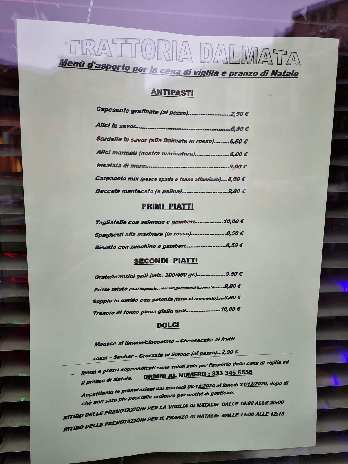Menu da Trattoria Ristorante Dalmata Trieste, Trieste