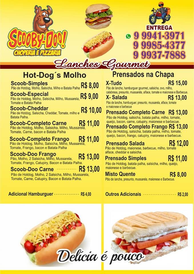 Menu at Choperia e Lanchonete Scooby Doo cafeteria, Nobres