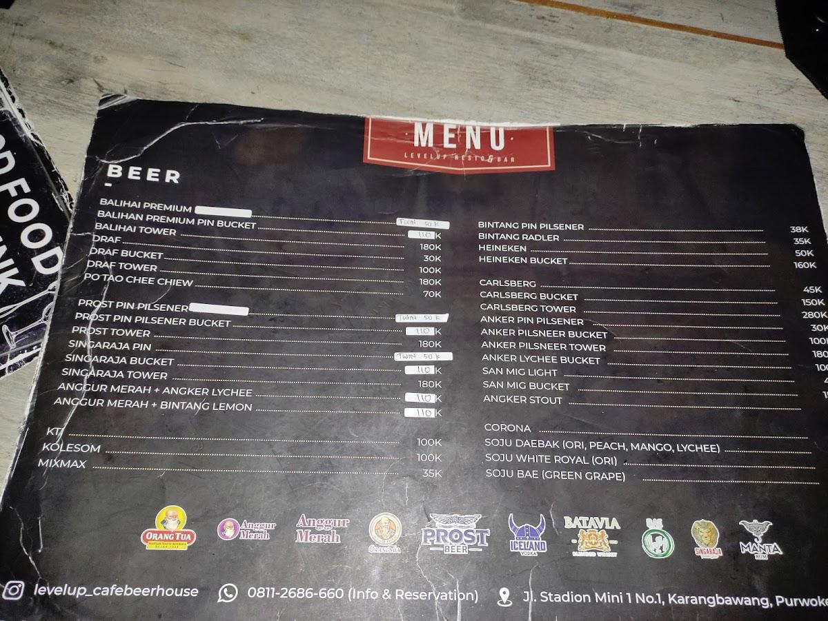 Menu at Level Up Resto & Bar, Purwokerto