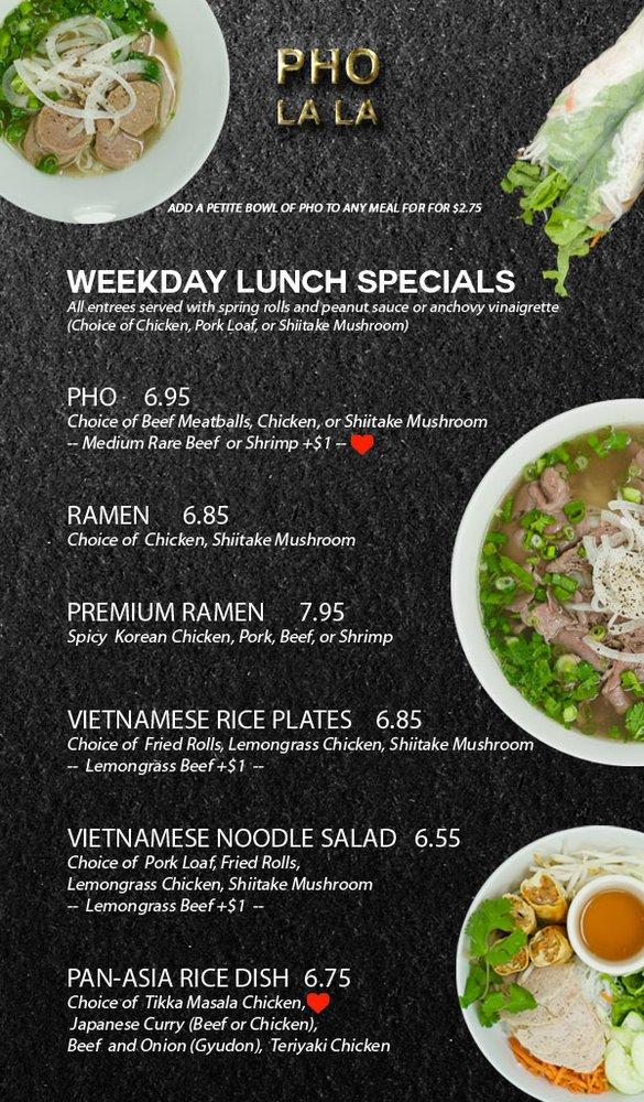 Menu at Pho La La restaurant, Lee's Summit