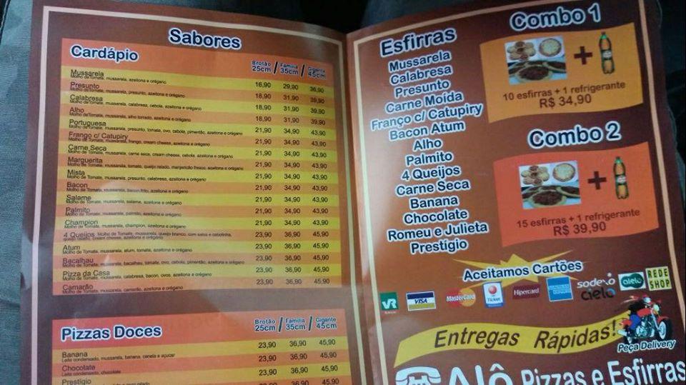 Menu em Rapha's pizzas restaurante, Rio de Janeiro