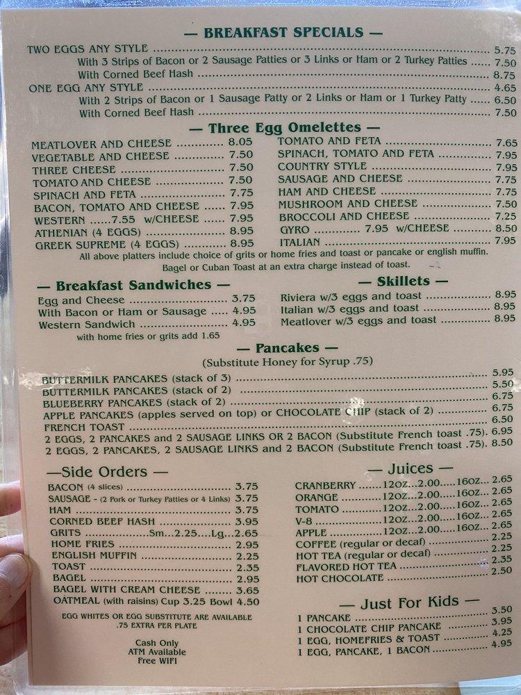 Menu at Riviera Restaurant, Tampa