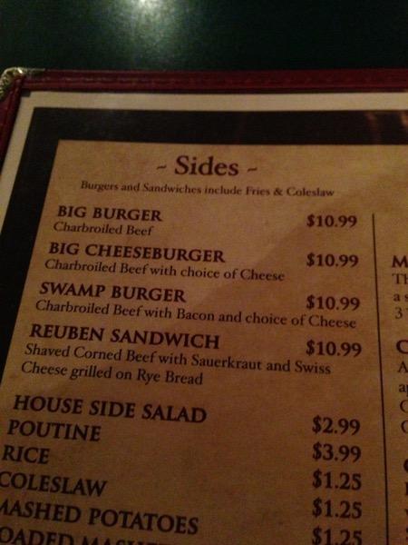 Menu at Swamp Buck Restaurant & Lounge, Fort Kent