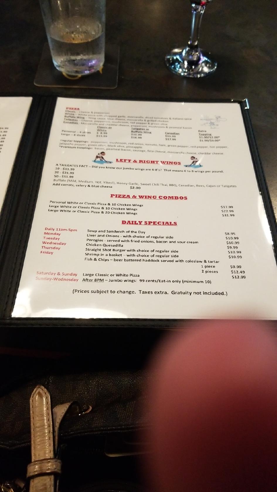 Menu at Tailgates Bar & Grill, Welland