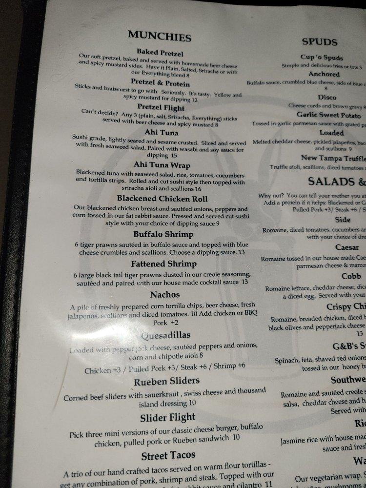Menu at The Fat Rabbit Pub, Tampa