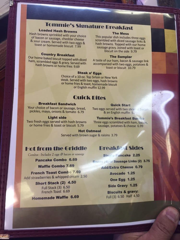 Menu at Tommie's Castaic Cafe, Castaic