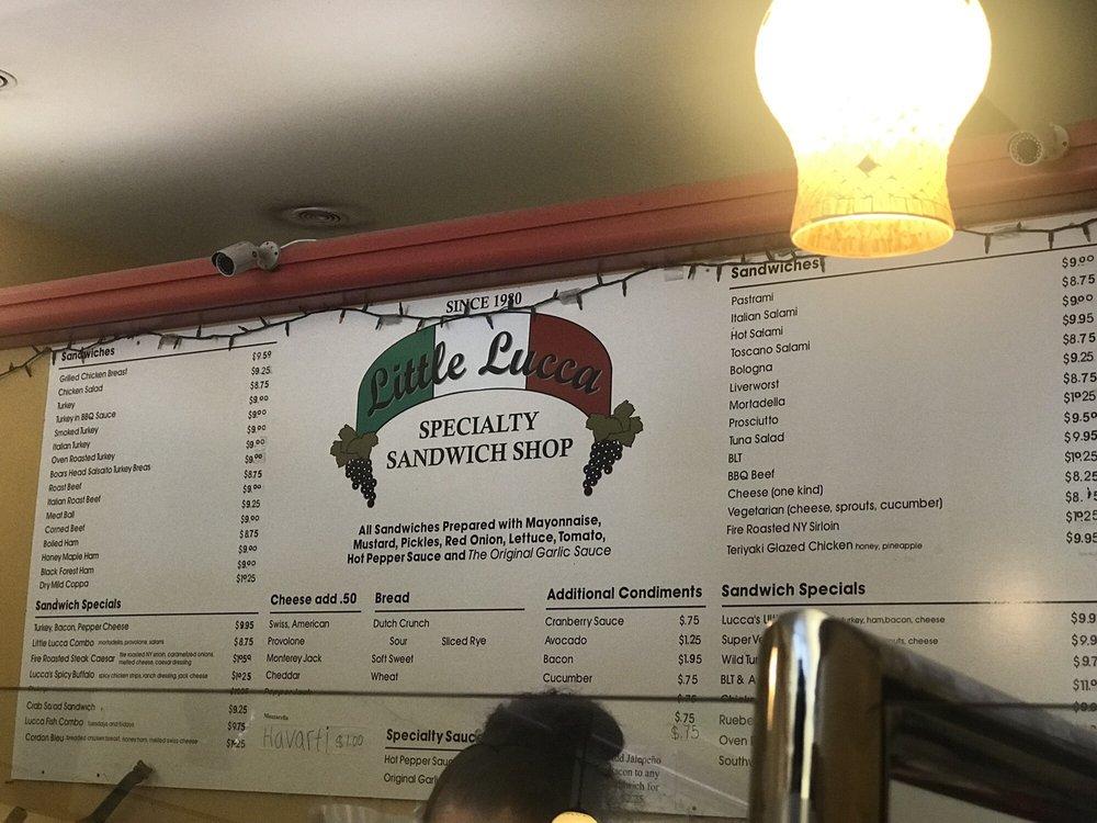 Menu at Little Lucca restaurant, Burlingame