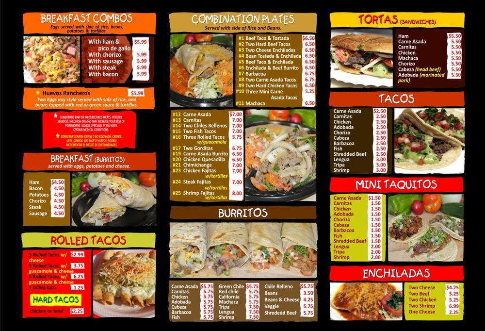 Menu at Tacos Los Altos restaurant, Flagstaff, E Rte 66
