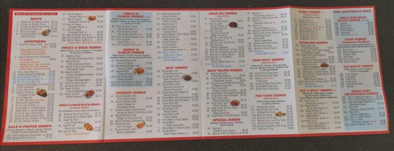 Menu at Welcome Chinese Take Away restaurant, Ruthin