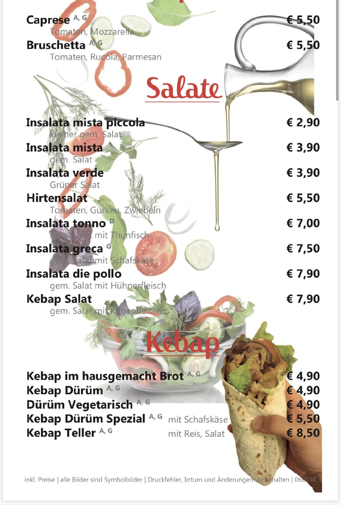 Speisekarte von Da Jacco restaurant, Innsbruck