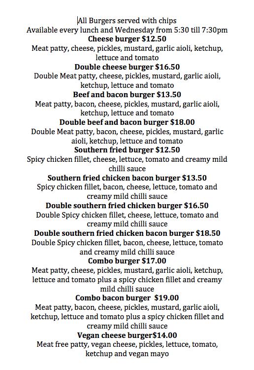 Menu at Diggers Tavern pub & bar, Bellingen