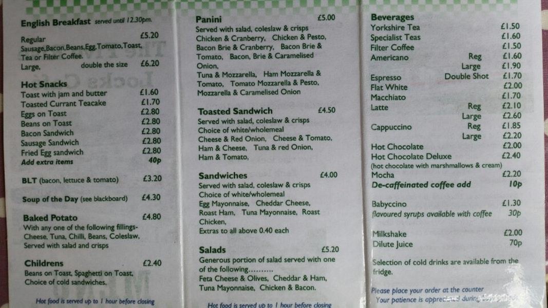 Menu at The Five Rise Locks Cafe, Bingley