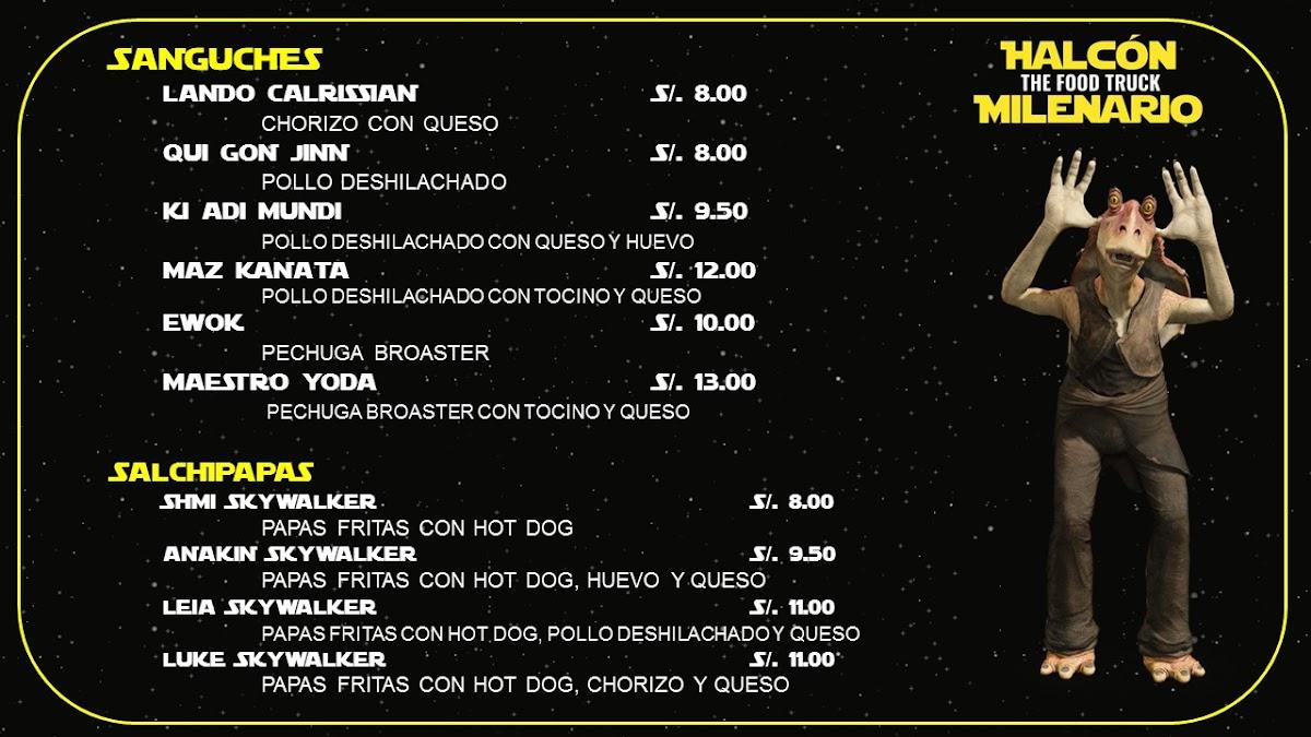 Carta del restaurante Halcón Milenario THE FOOD TRUCK, Breña
