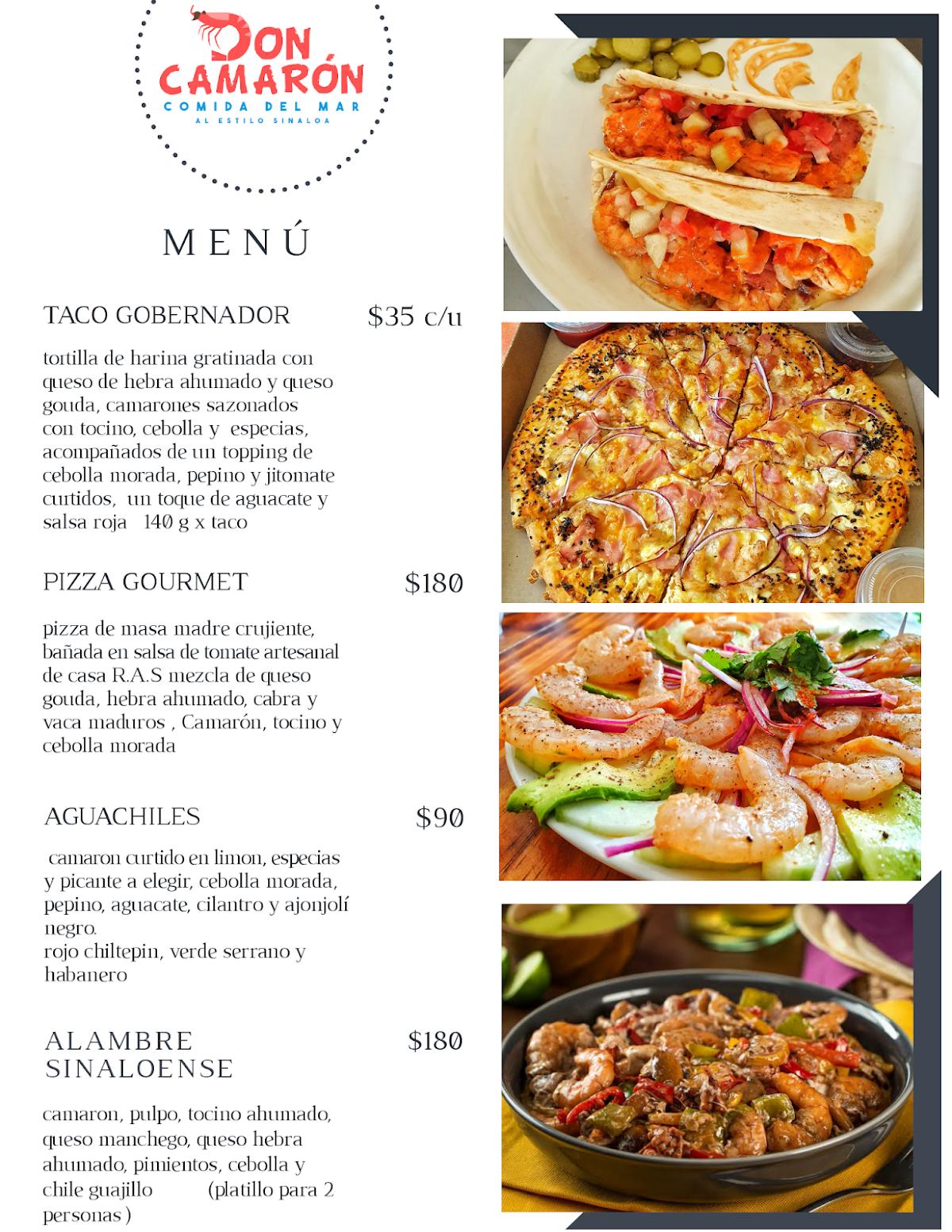 Carta del restaurante Mariscos Don Camarón, Zaragoza