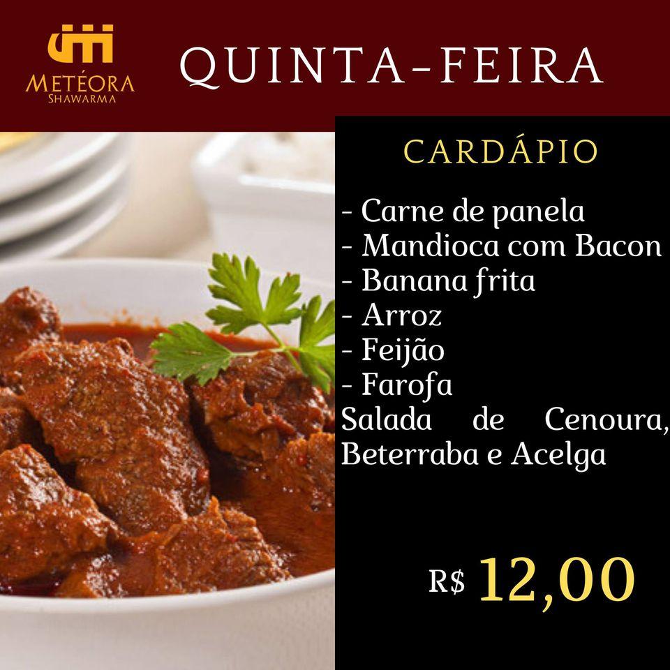 Menu at Meteora Shawarma restaurant, Joinville, R. Blumenau