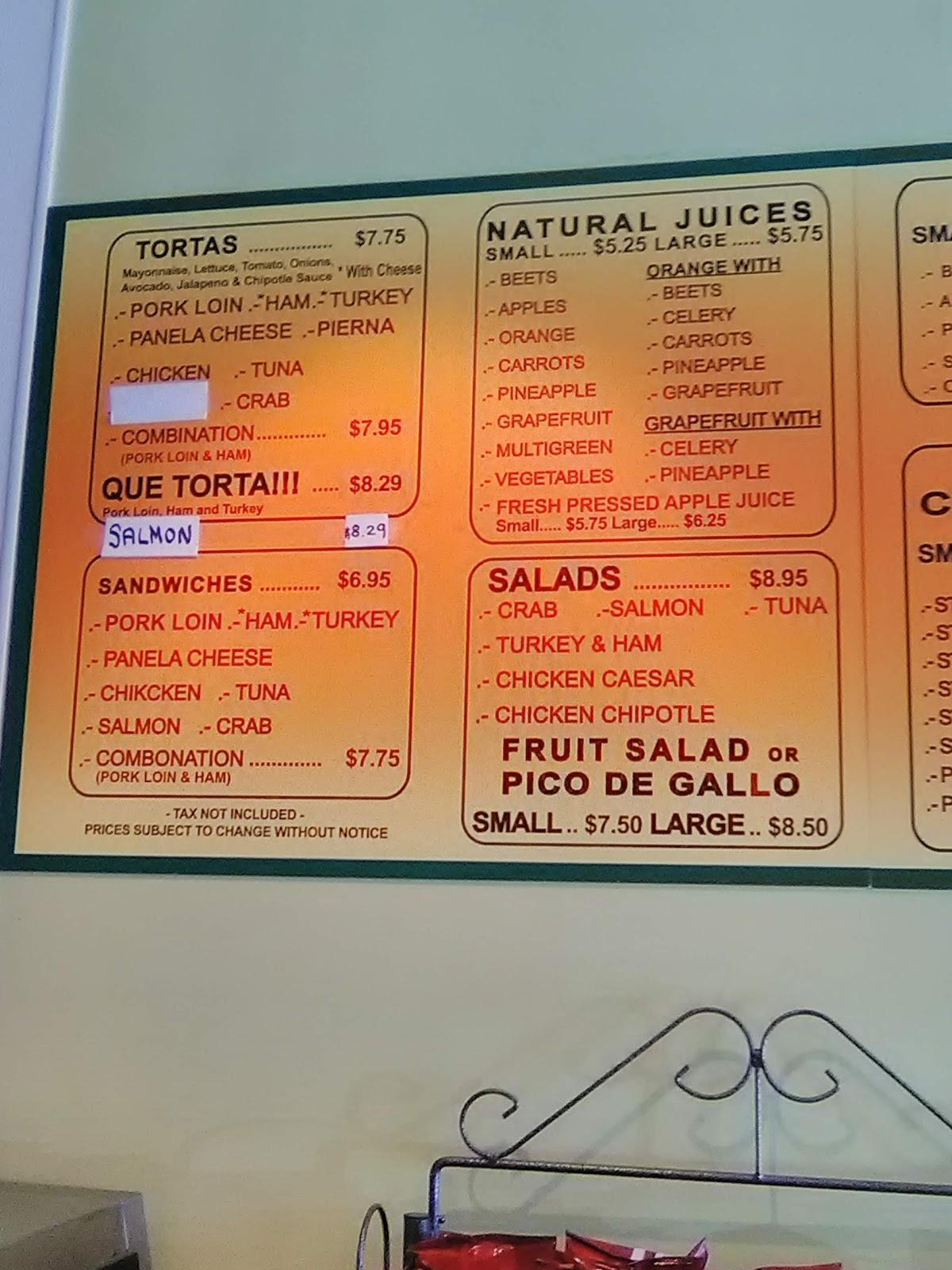 Menu at Que Tortas restaurant, Escondido, E Valley Pkwy UNIT D