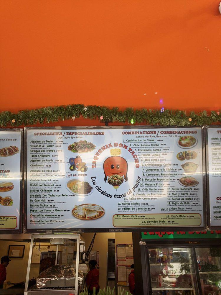 Menu at Taqueria Don Tacho restaurant, Lompoc